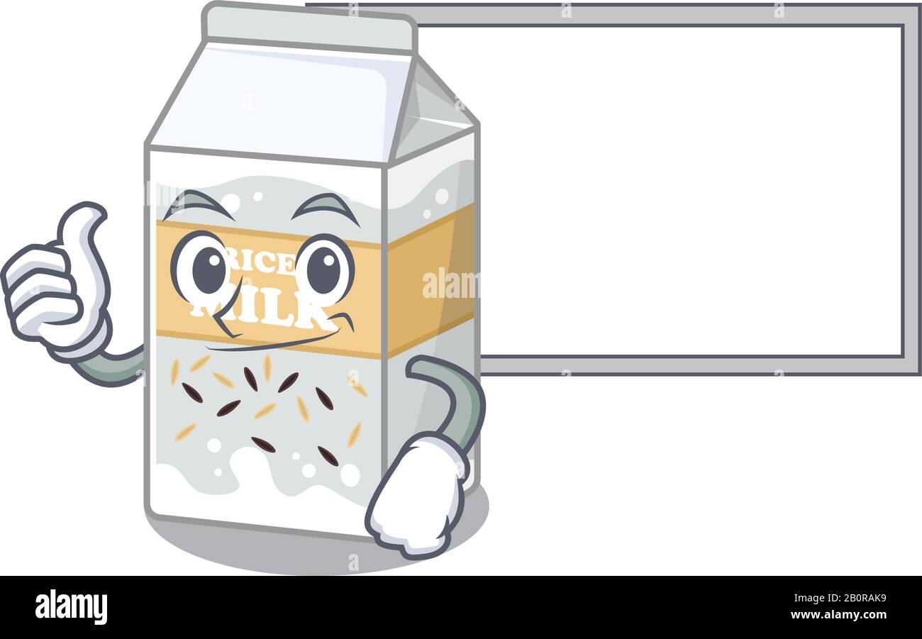 Thumbs up of rice milk cartoon design having a board Stock Vector Image ...