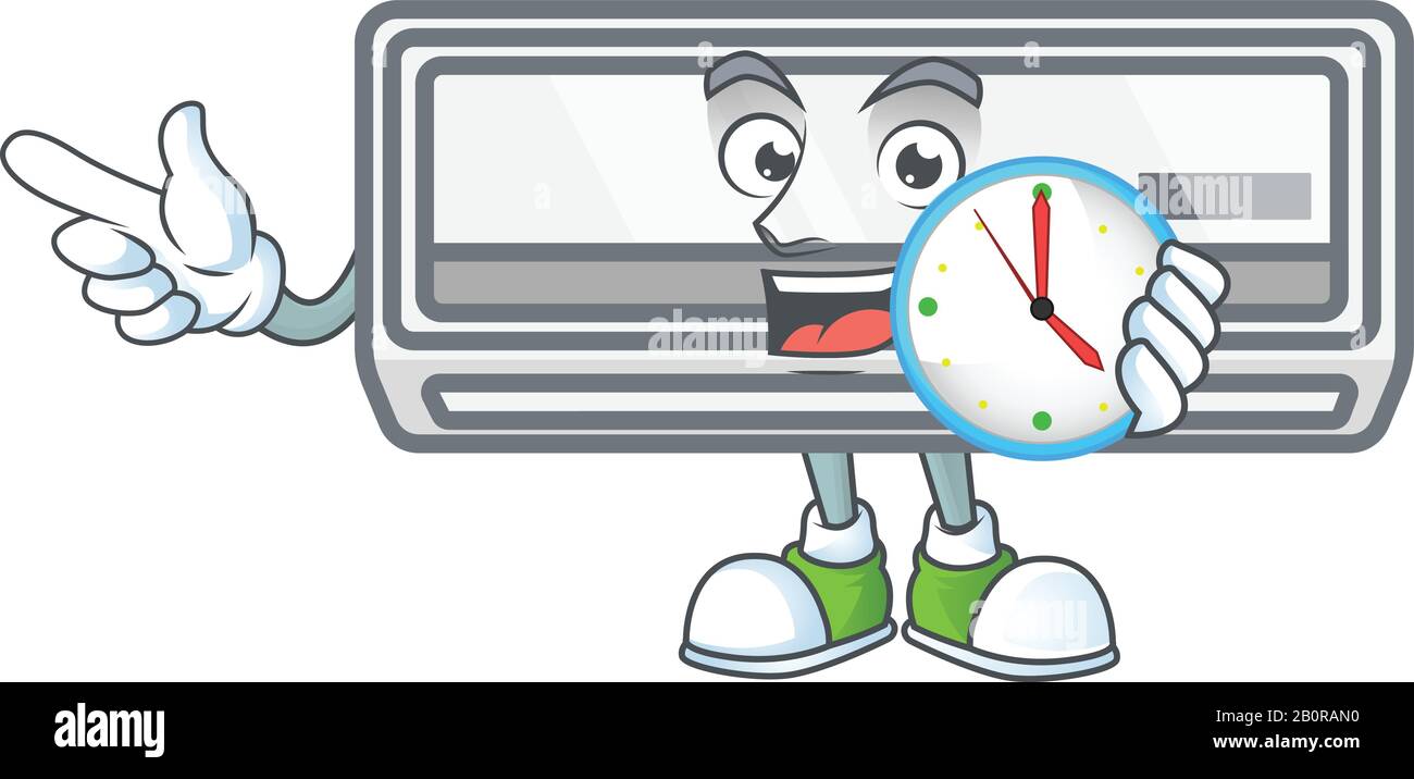 Air conditioner cartoon character style with a clock Stock Vector Image ...