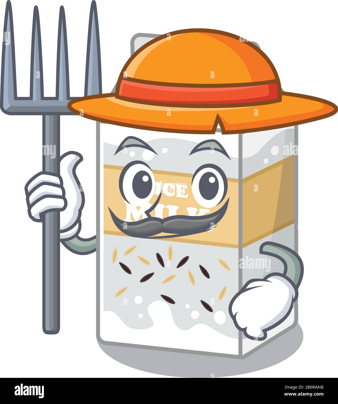 Happy Farmer rice milk cartoon picture with hat and tools Stock Vector ...