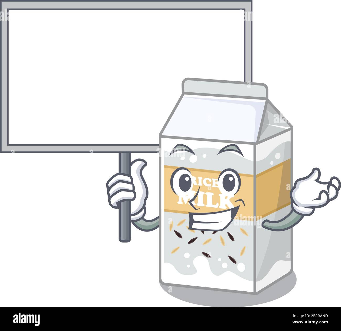 A cute picture of rice milk mascot design with a board Stock Vector ...