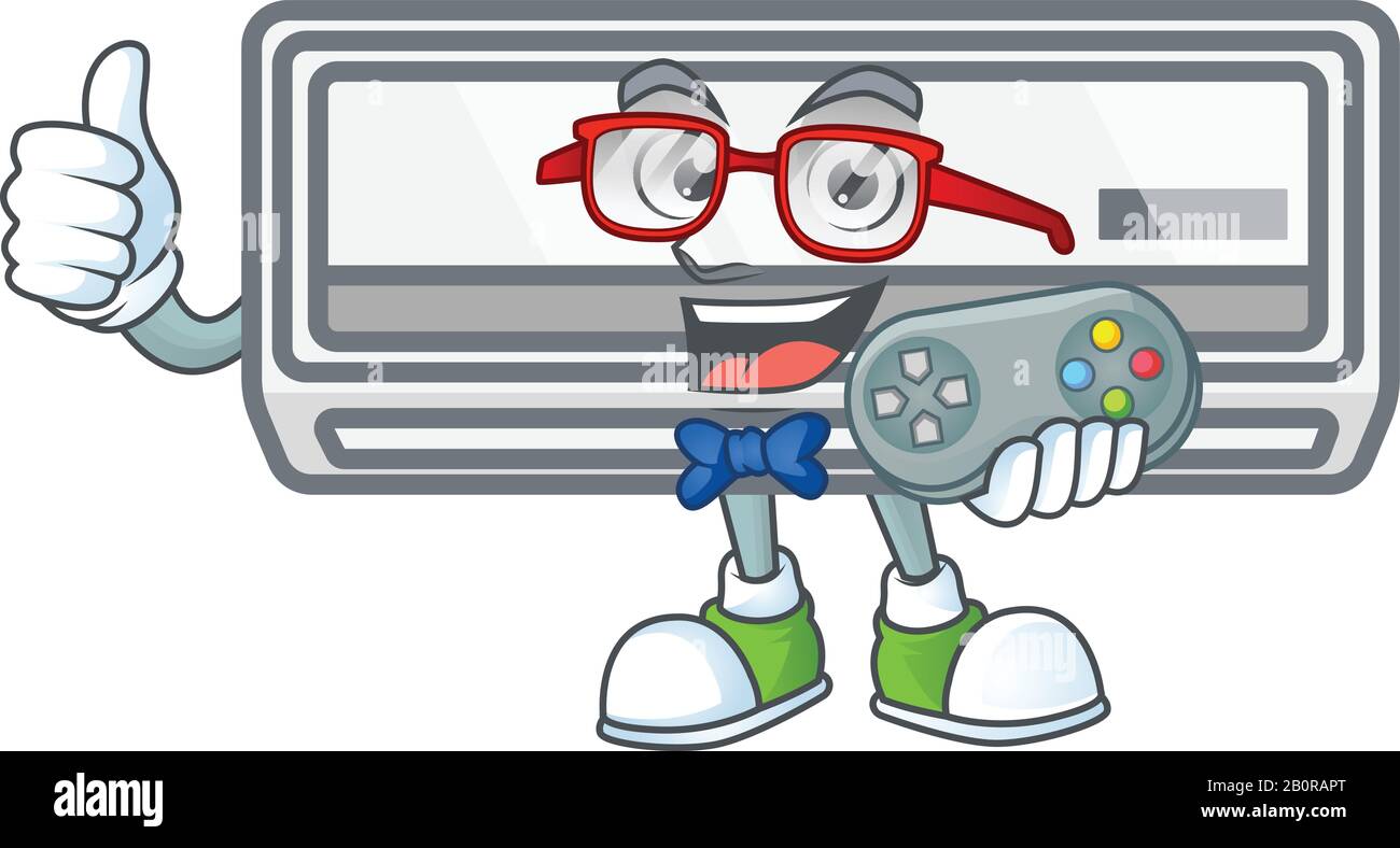 An attractive gamer air conditioner cartoon character design Stock ...