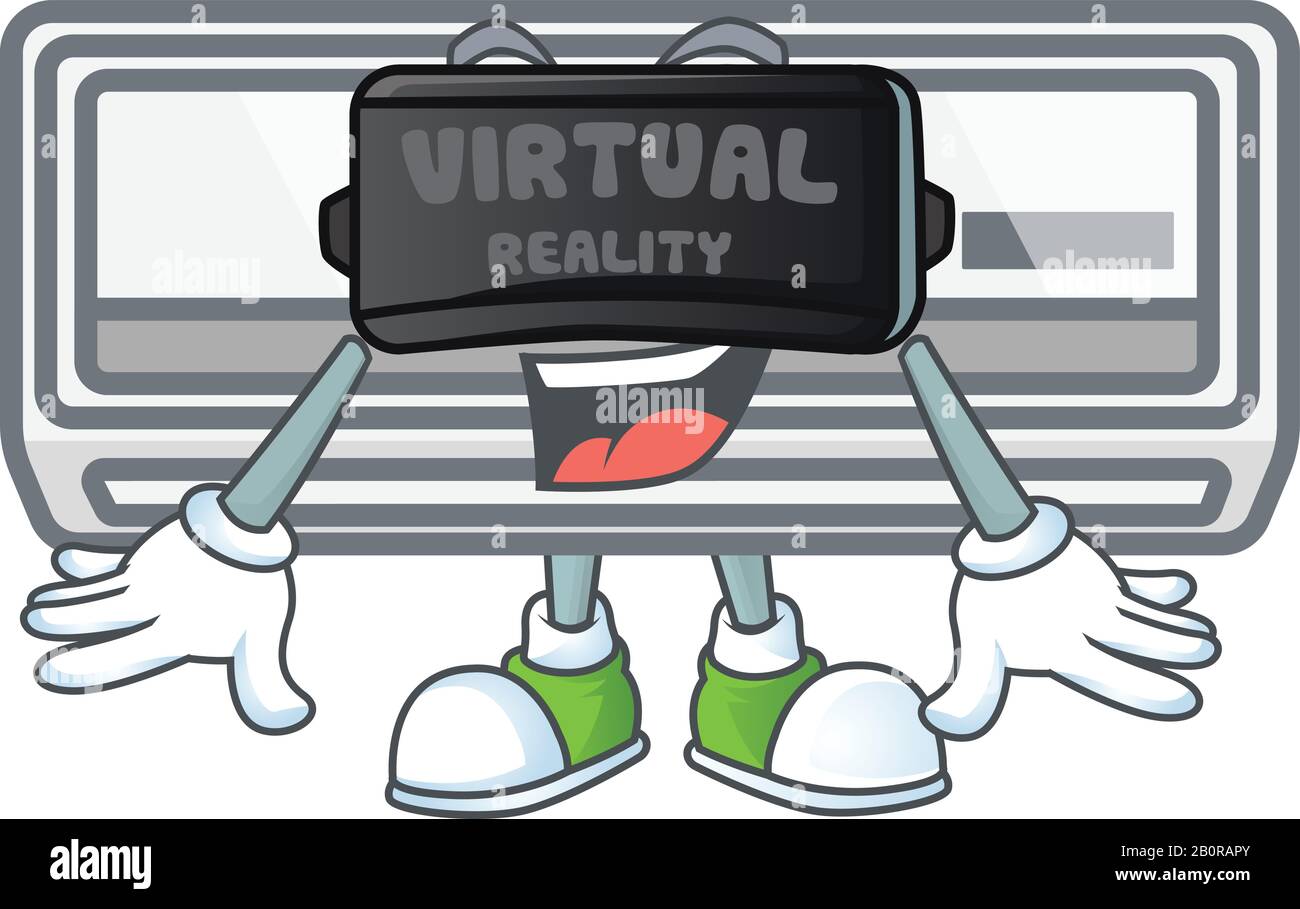 A smart character of air conditioner with Virtual reality headset Stock ...