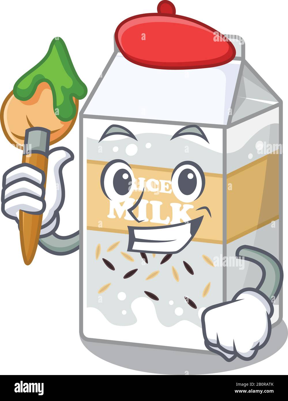 A cute picture of rice milk as an Artist having a brush Stock Vector ...