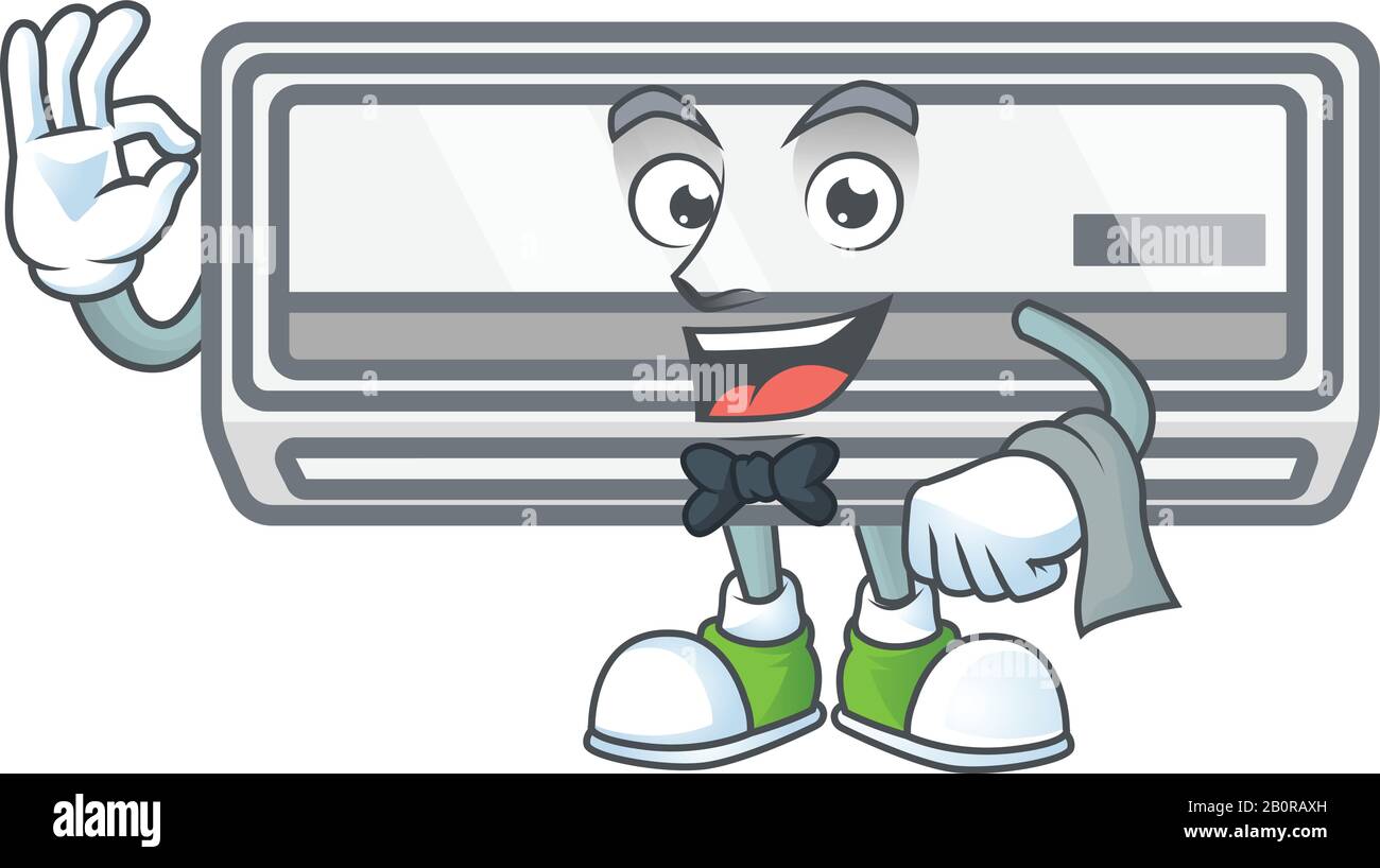 A air conditioner cartoon mascot working as a Waiter Stock Vector Image ...