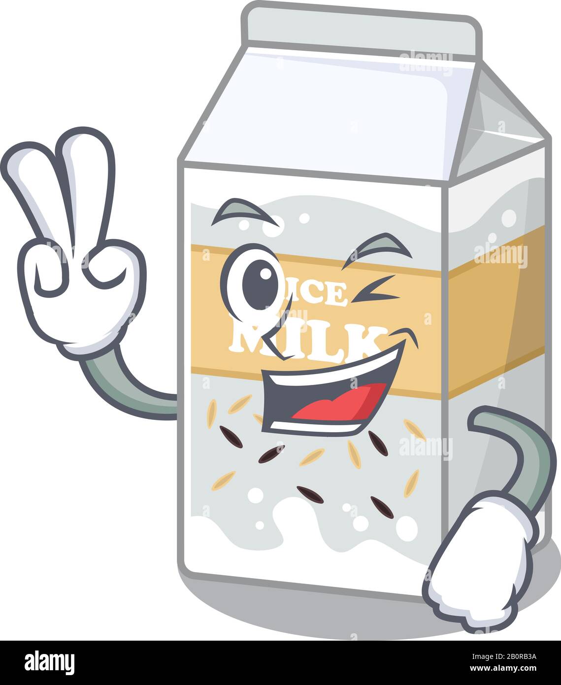 mascot of funny rice milk cartoon Character with two fingers Stock ...