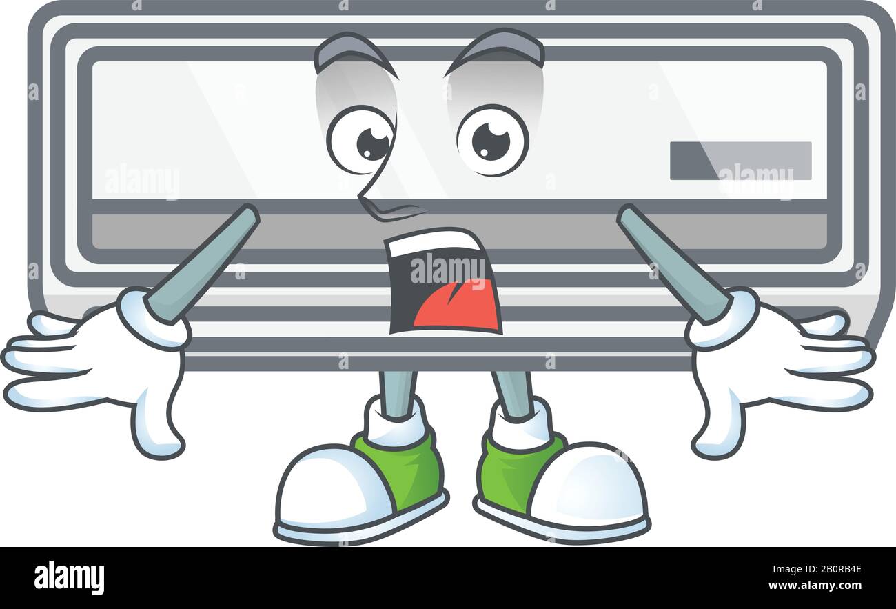 cartoon character design of air conditioner with a surprised gesture ...