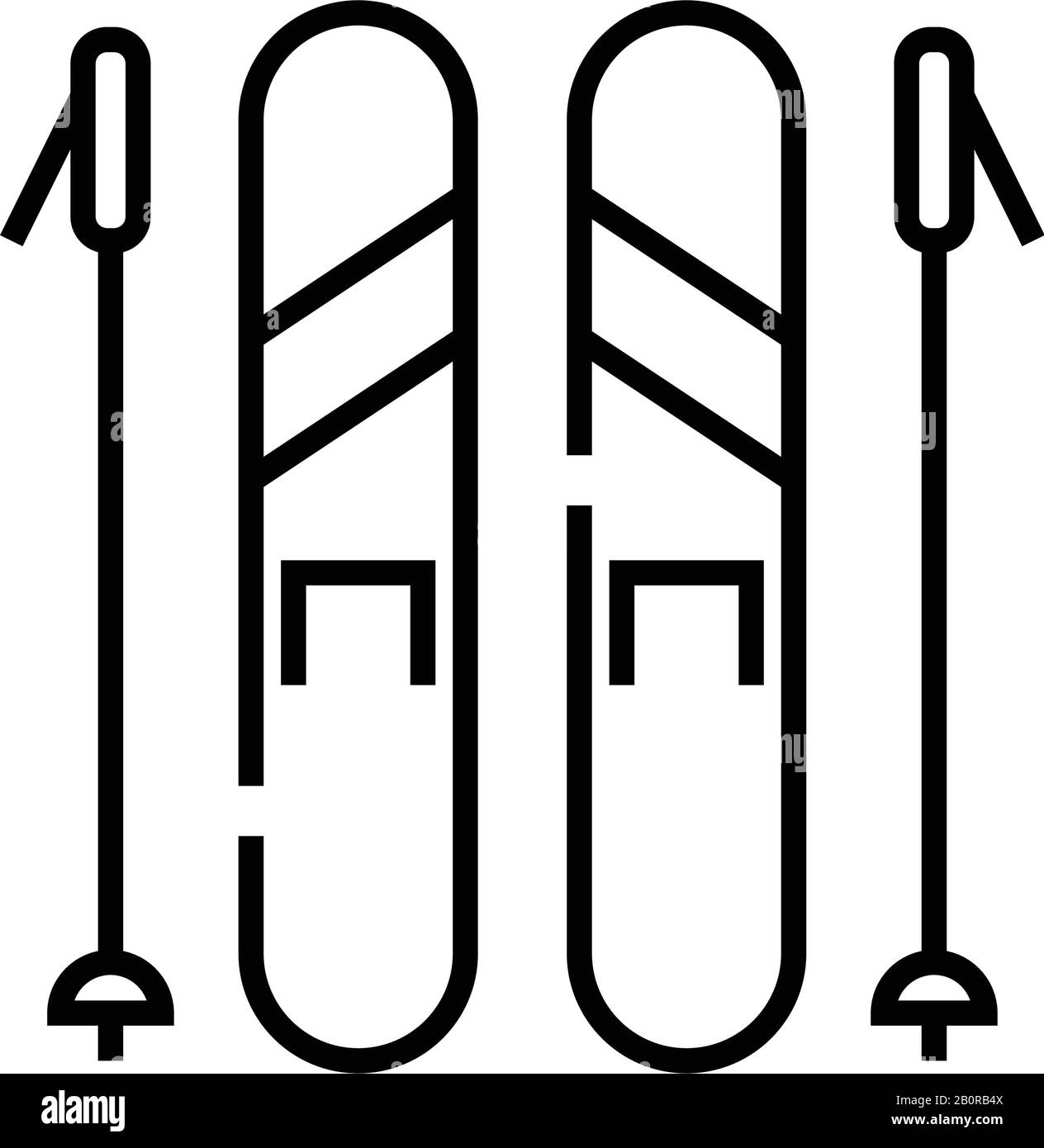 Alpine skiing line icon, concept sign, outline vector illustration ...