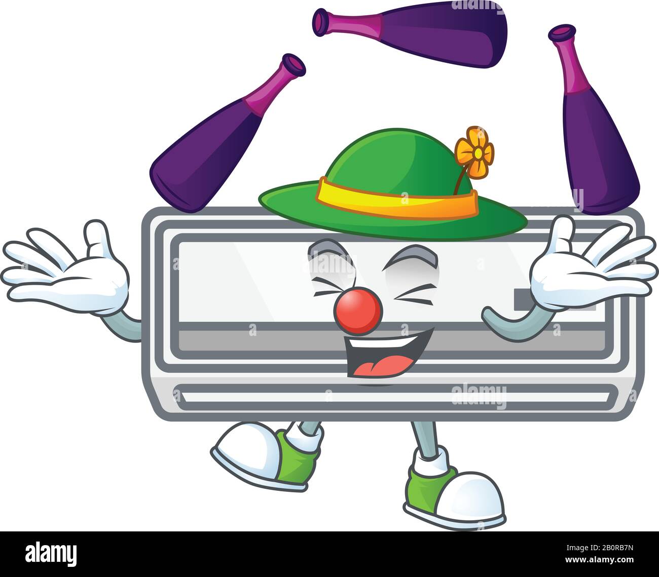 Smart air conditioner cartoon character style playing Juggling Stock ...
