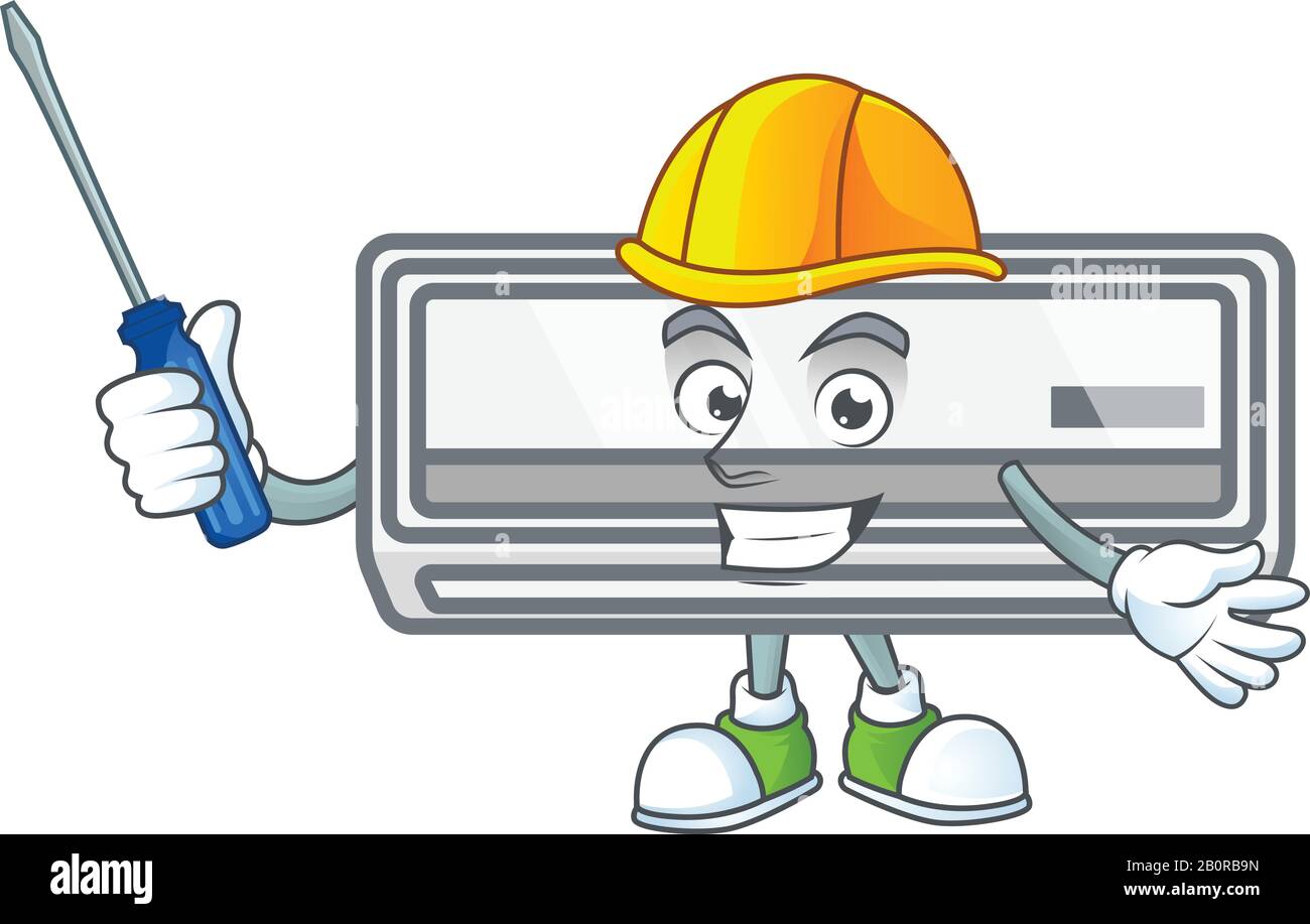 Smart automotive air conditioner in cartoon character style Stock ...