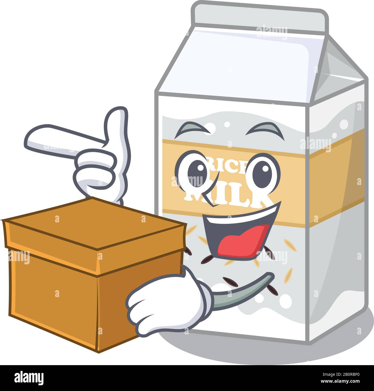 Cute rice milk cartoon character having a box Stock Vector Image & Art ...