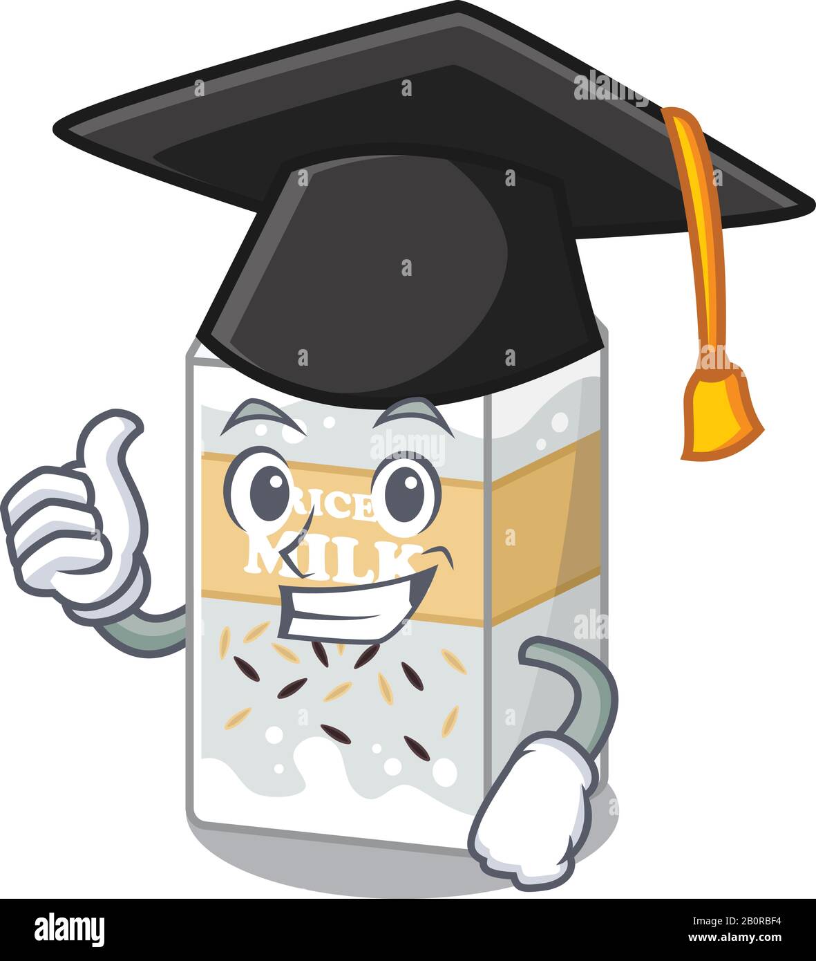 happy and proud of rice milk wearing a black Graduation hat Stock ...
