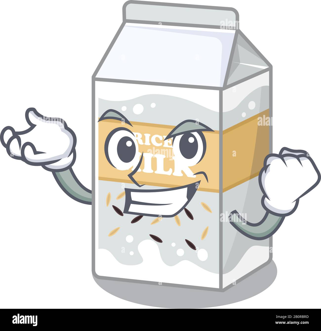 cool confident Successful rice milk cartoon character style Stock ...