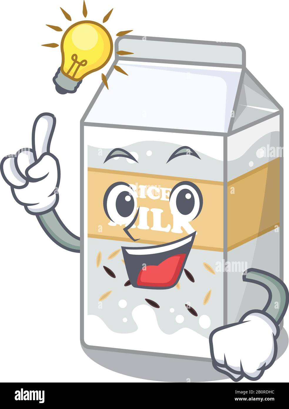 a clever Rice milk cartoon character style have an idea gesture Stock ...