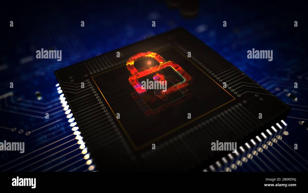 Cyber security with padlock symbol futuristic 3D rendering illustration ...