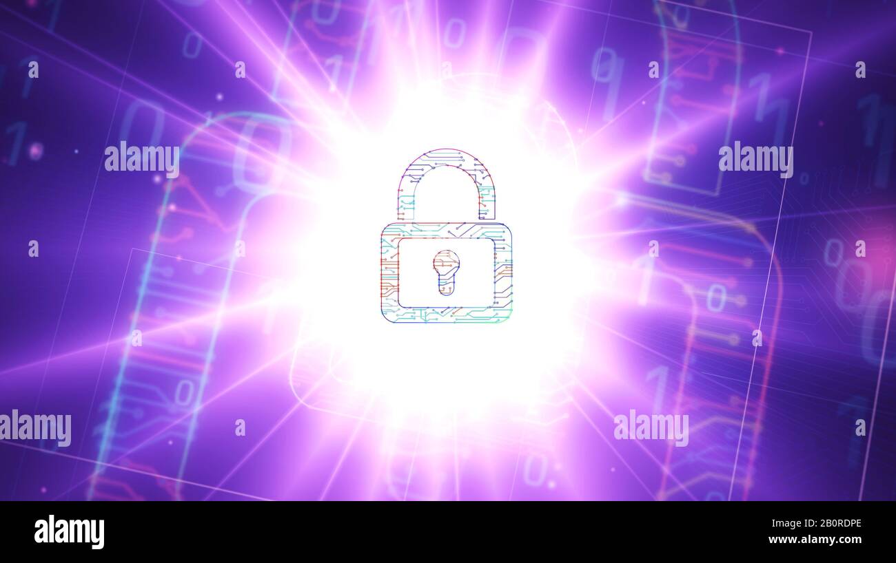 Cyber security futuristic 3D rendering illustration. Abstract digital ...