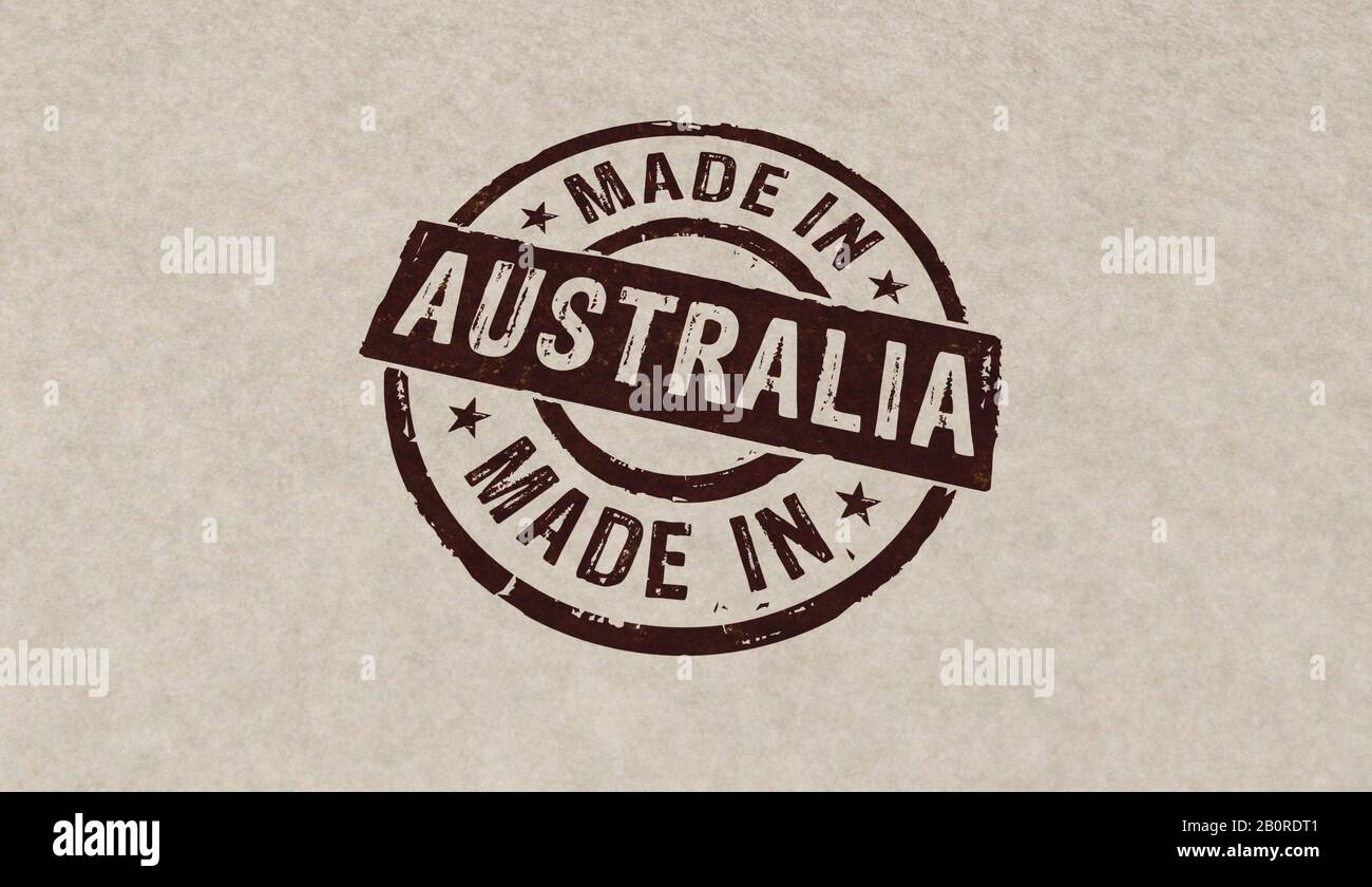 Made in Australia stamp icons in few color versions. Factory ...