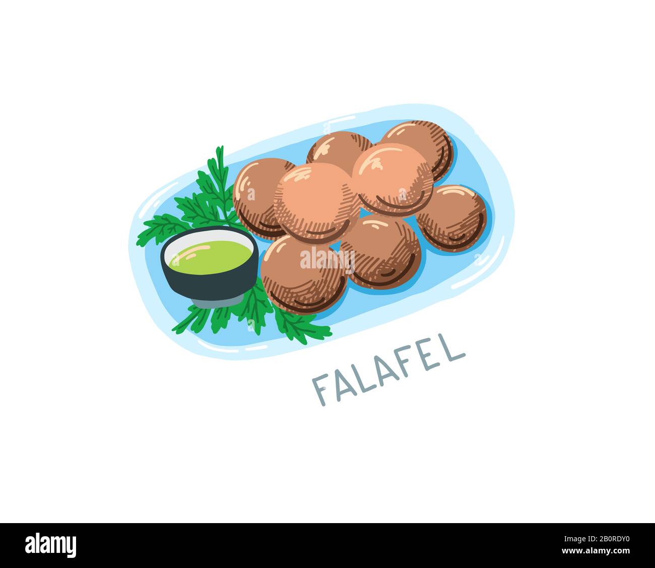sketch drawing of falafel - oriental vegetarian chickpea dish icon ...