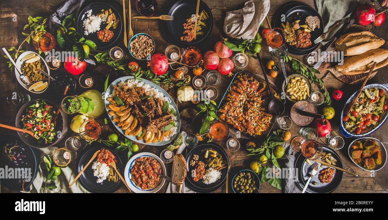 Flat-lay of Turkish traditional foods for celebrating holiday Stock ...