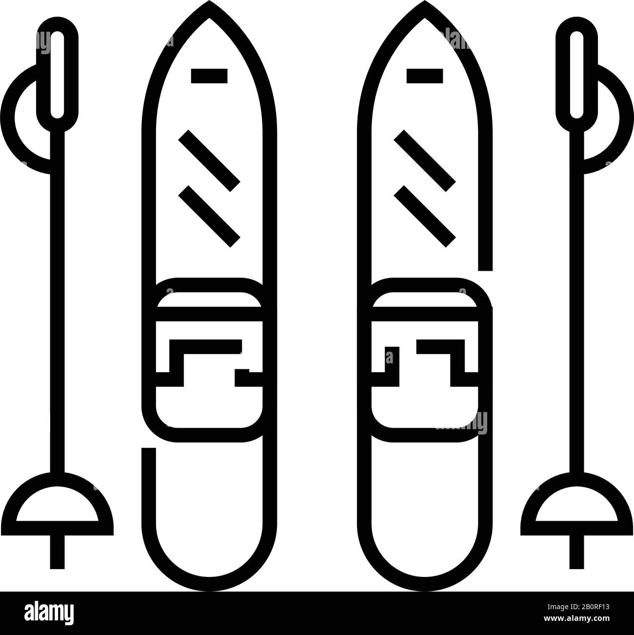 Alpine skiing line icon, concept sign, outline vector illustration ...