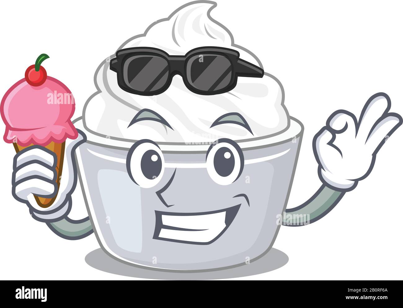 happy face sour cream cartoon design with ice cream Stock Vector Image ...