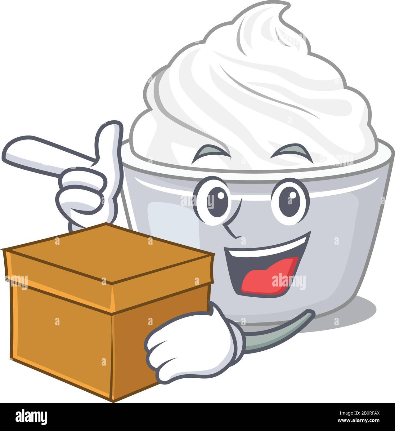 Cute sour cream cartoon character having a box Stock Vector Image & Art ...