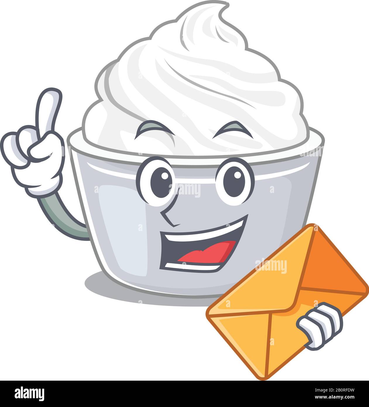 Happy face sour cream mascot design with envelope Stock Vector Image ...
