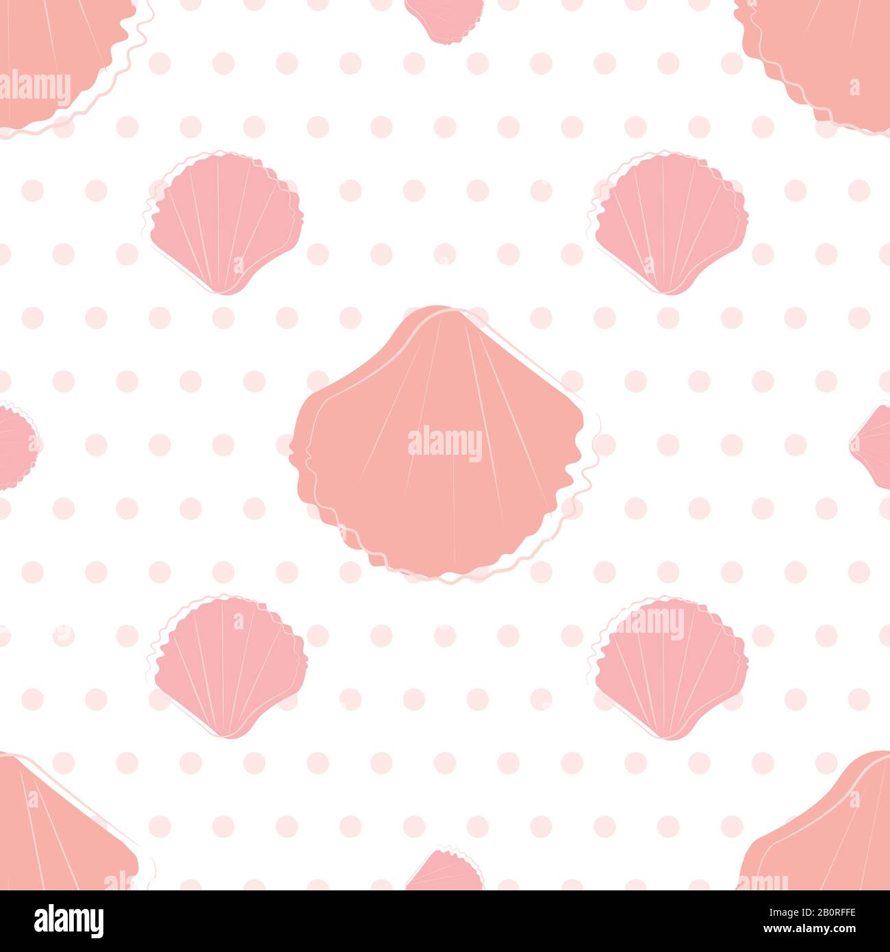 Sea shells on sand seamless vector pattern background. Hand drawn line ...