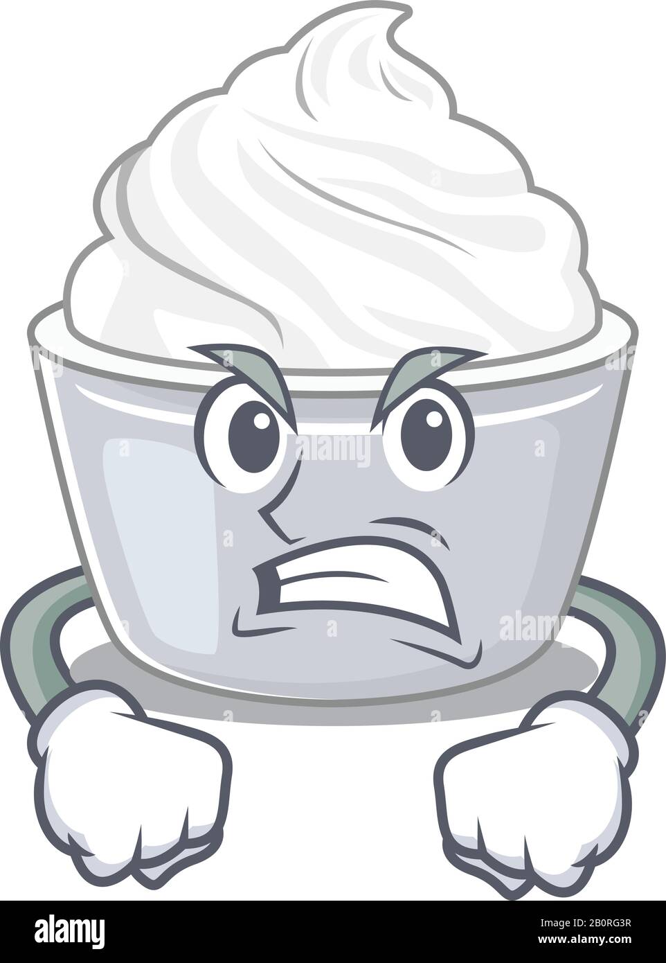 Sour cream cartoon character style having angry face Stock Vector Image ...