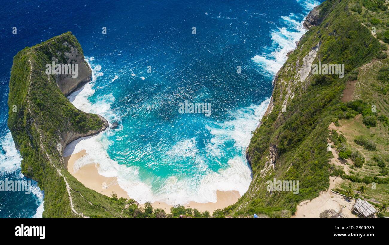 Top view of Karang Dawa bay, Kelingking beach. Nusa Penida Island ...