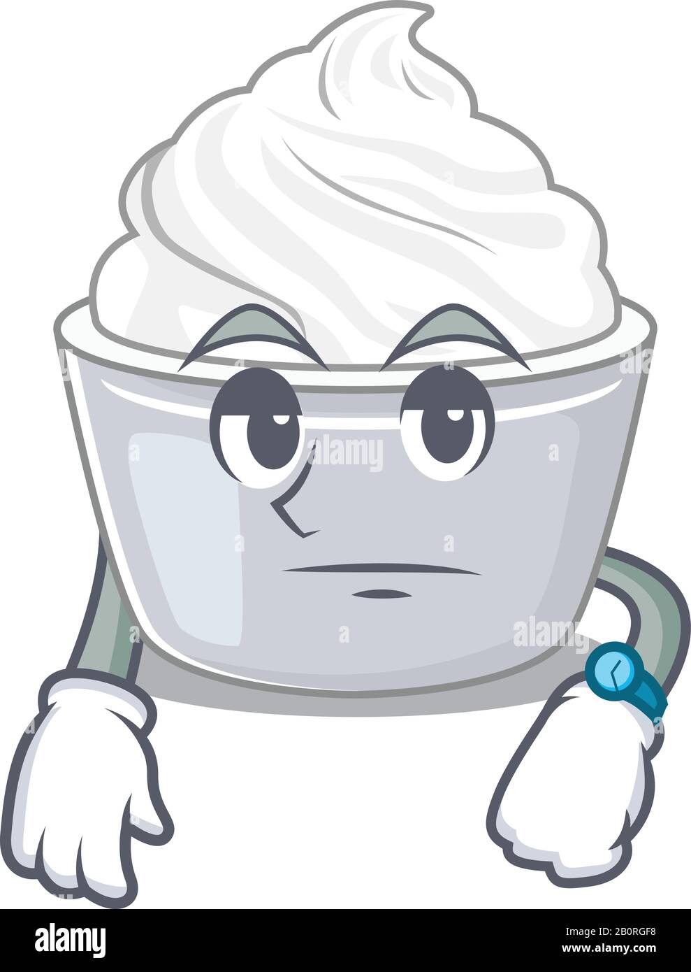 cartoon character design of sour cream on a waiting gesture Stock ...