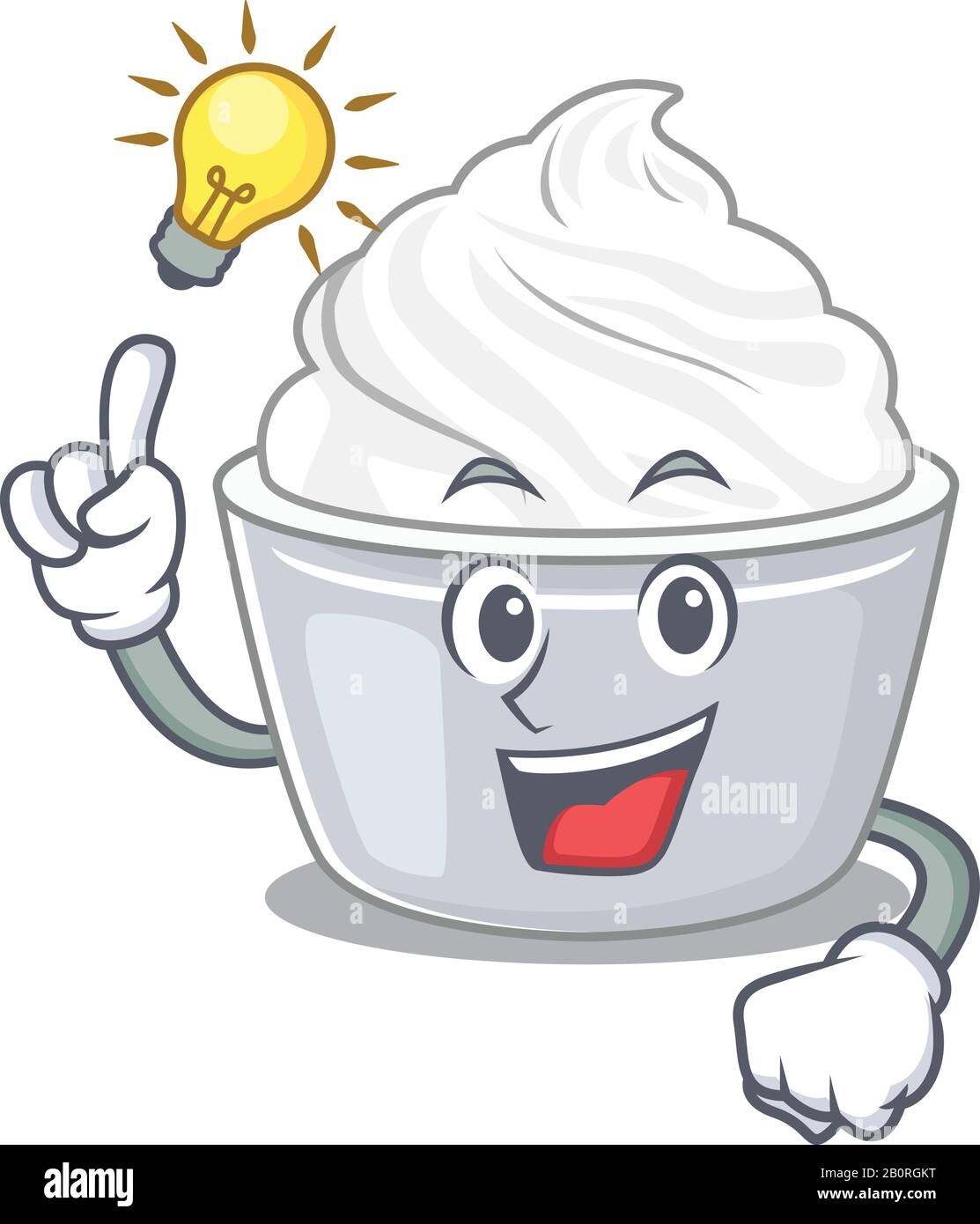 a clever sour cream cartoon character style have an idea gesture Stock ...