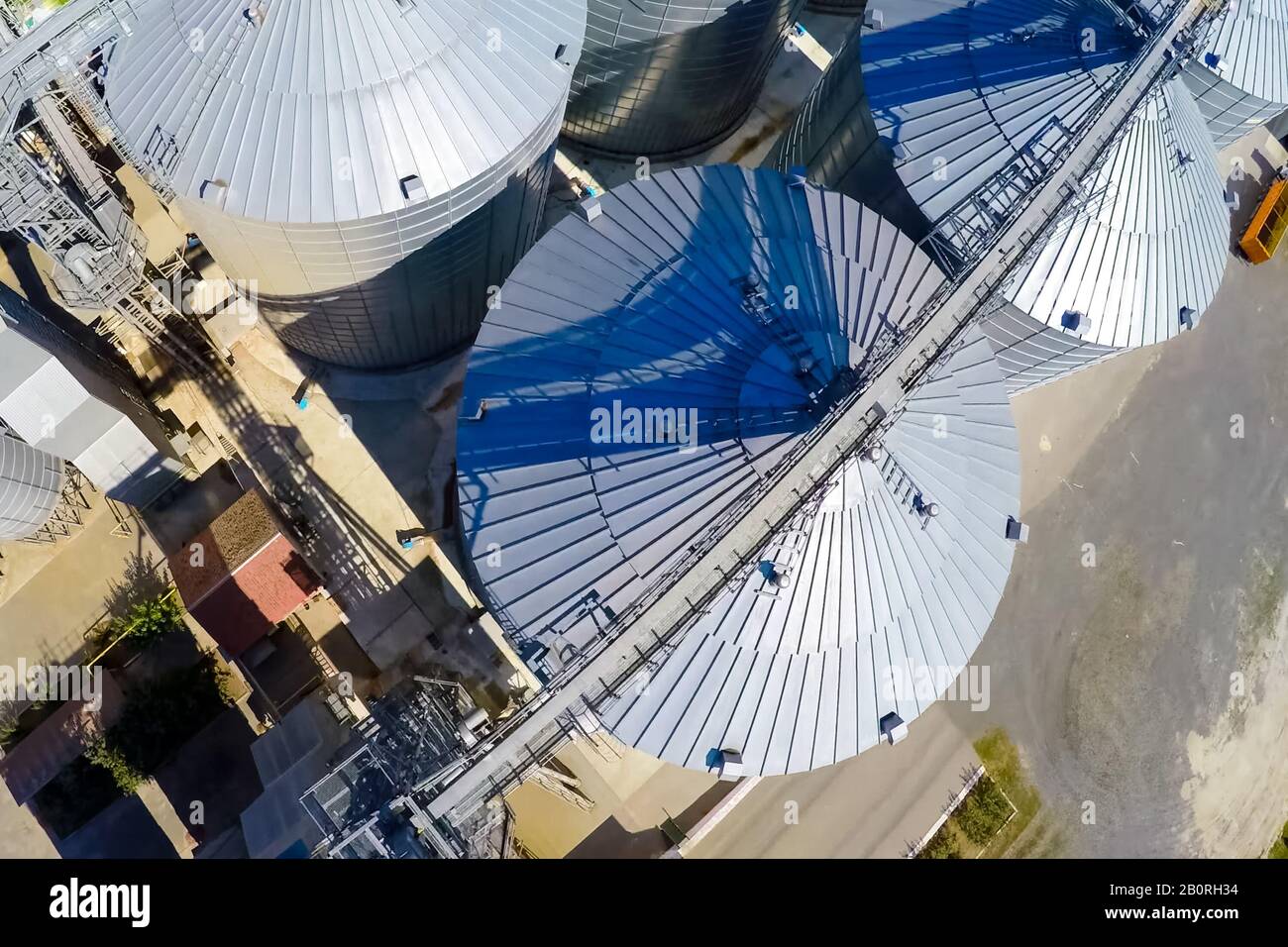 Flight of the grain terminal from the drone. The grain plant for ...