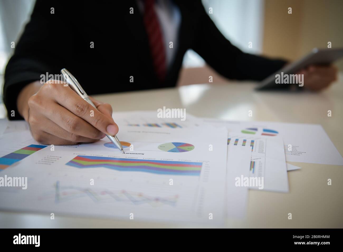 Business people working with document chart paper checking information ...