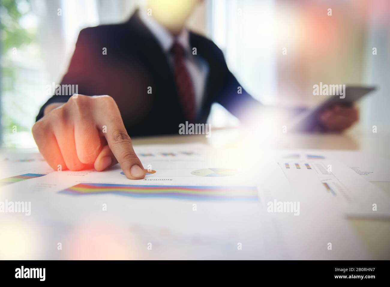 Business people working with document chart paper checking information ...