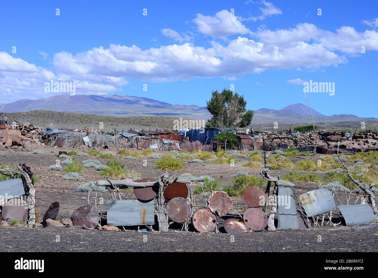 Corrugated iron hut on the Ruta 40, near Malarguee, Mendoza Province ...