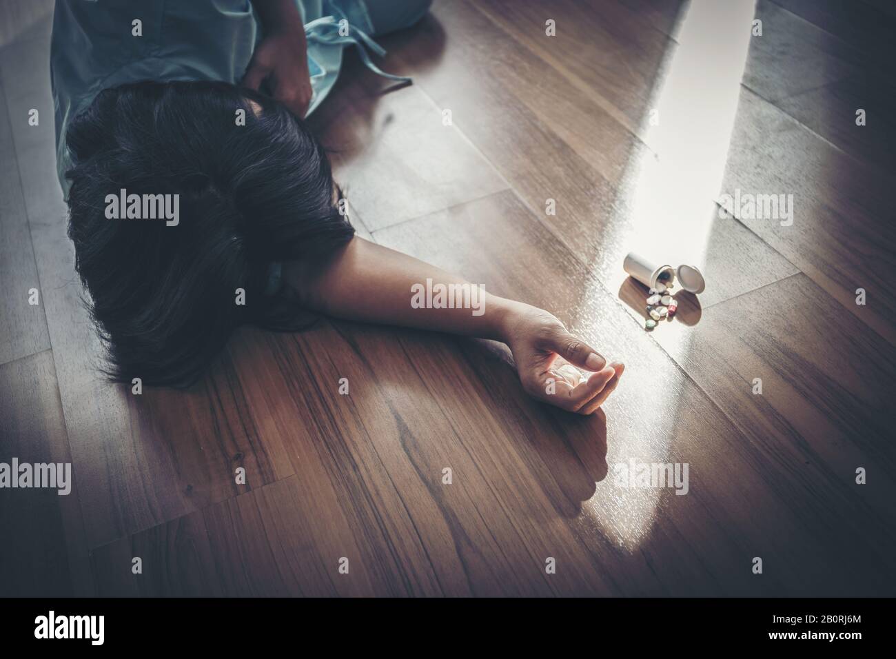 Female patients fall unconscious from a wheelchair on the floor. Heart ...