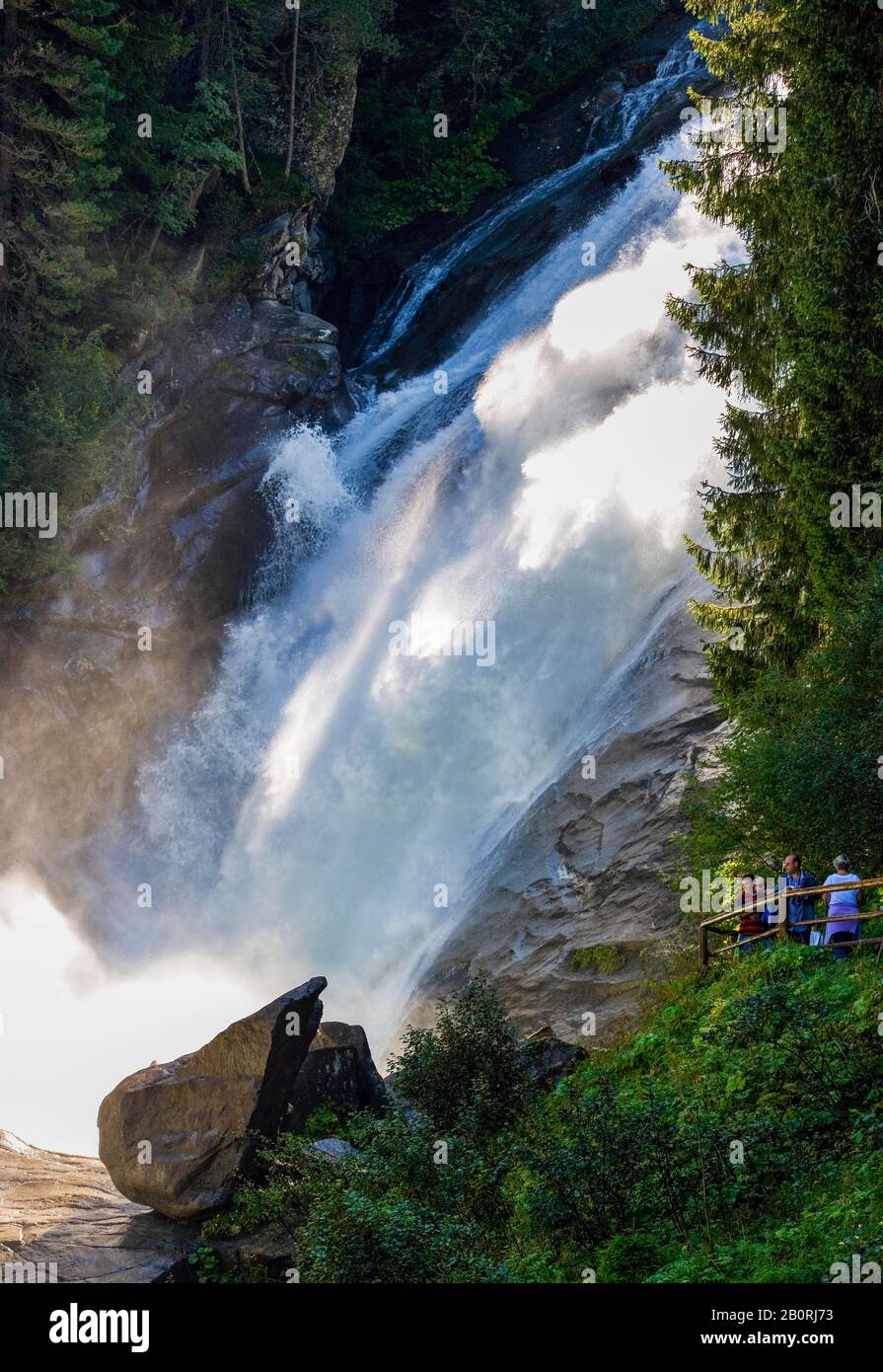 Natural Monument, Middle Fall, Krimml Waterfall, Krimml, Pinzgau ...