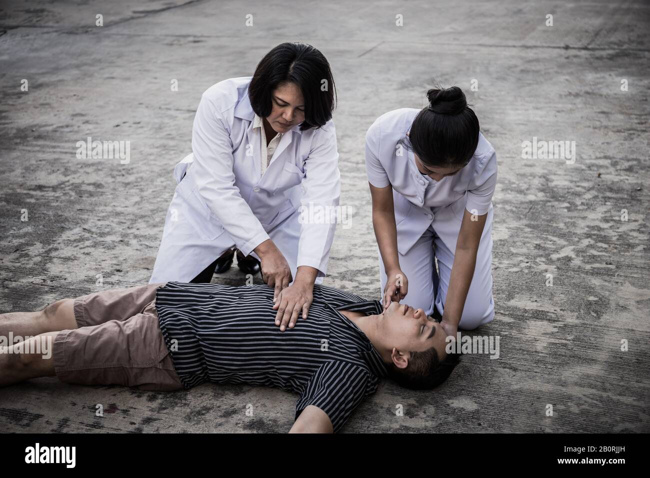 Emergency CPR on a Man, Nurse try to Process Resuscitation (First Aid ...