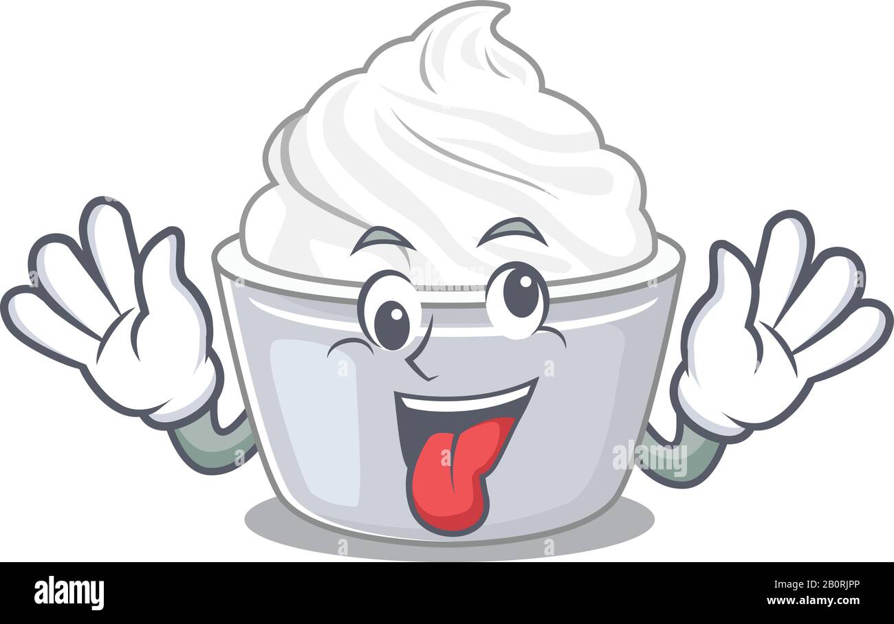 Cute sneaky sour cream Cartoon character with a crazy face Stock Vector ...