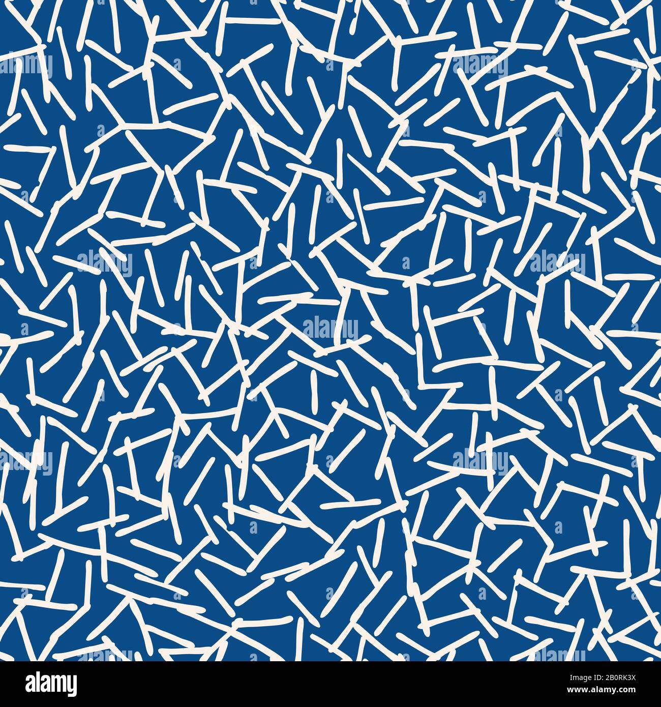 Abstract Classic Blue Hand-Drawn Irregular Triangles Fractal Texture Vector Seamless Pattern ...