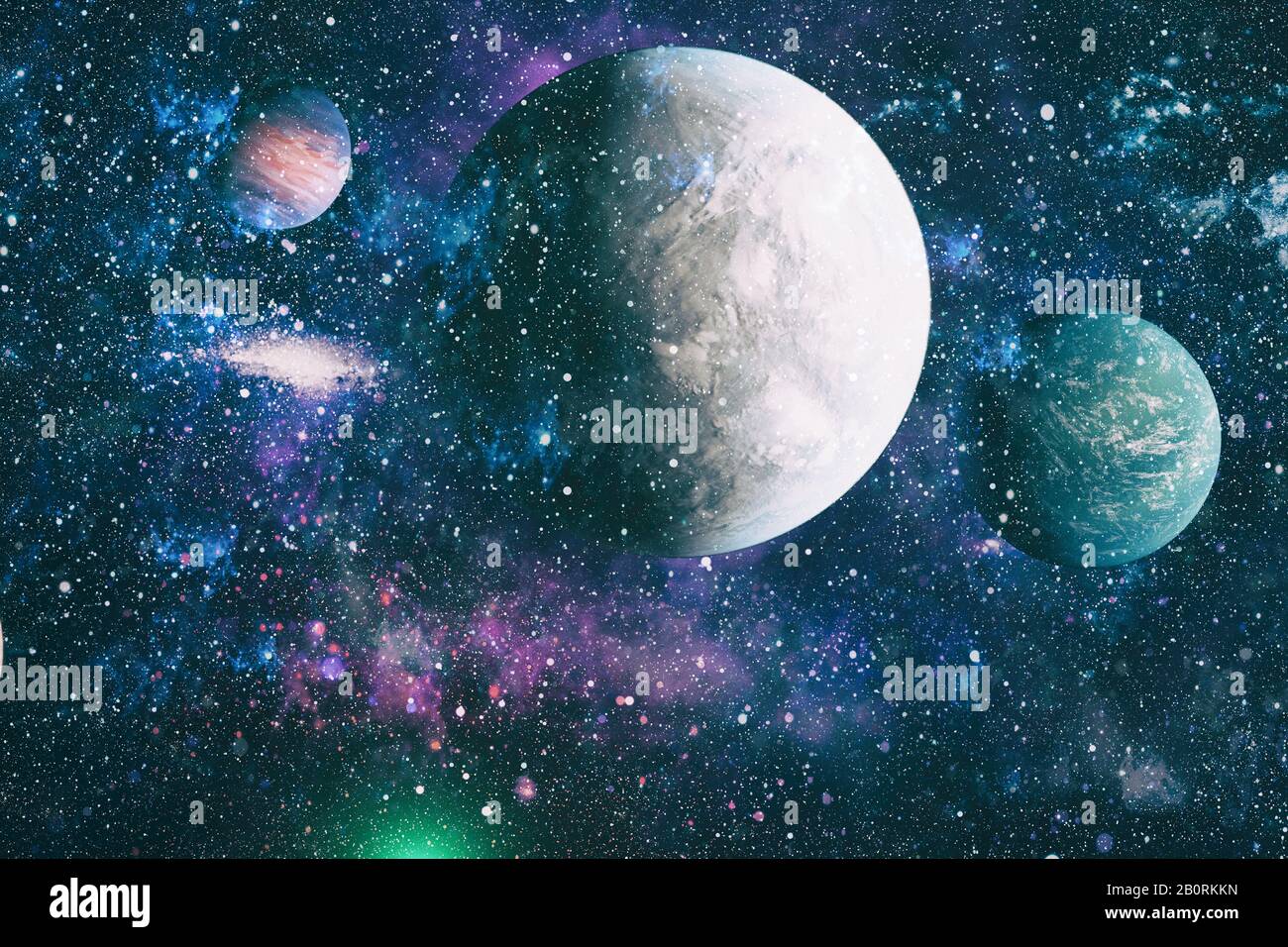 Giant glowing nebula. Space background with red nebula and stars ...