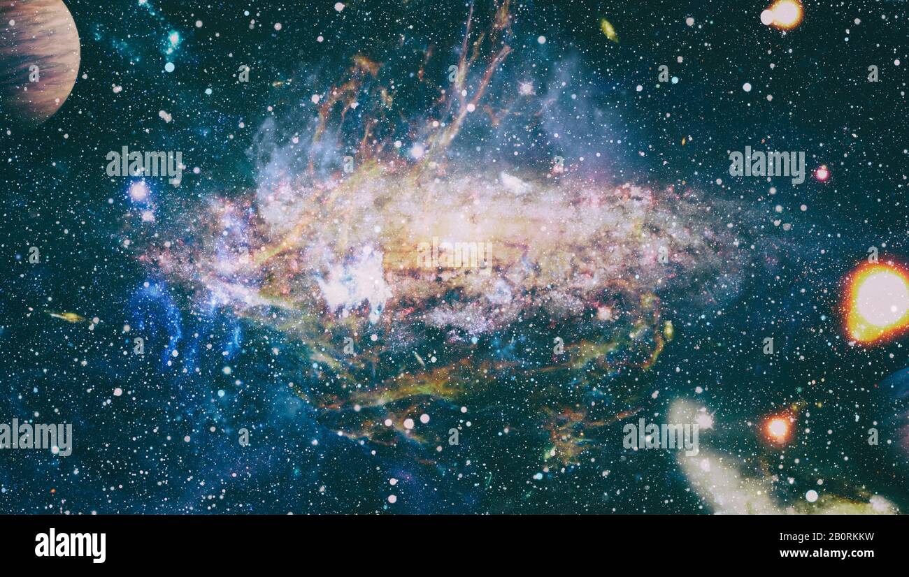 Giant glowing nebula. Space background with red nebula and stars ...