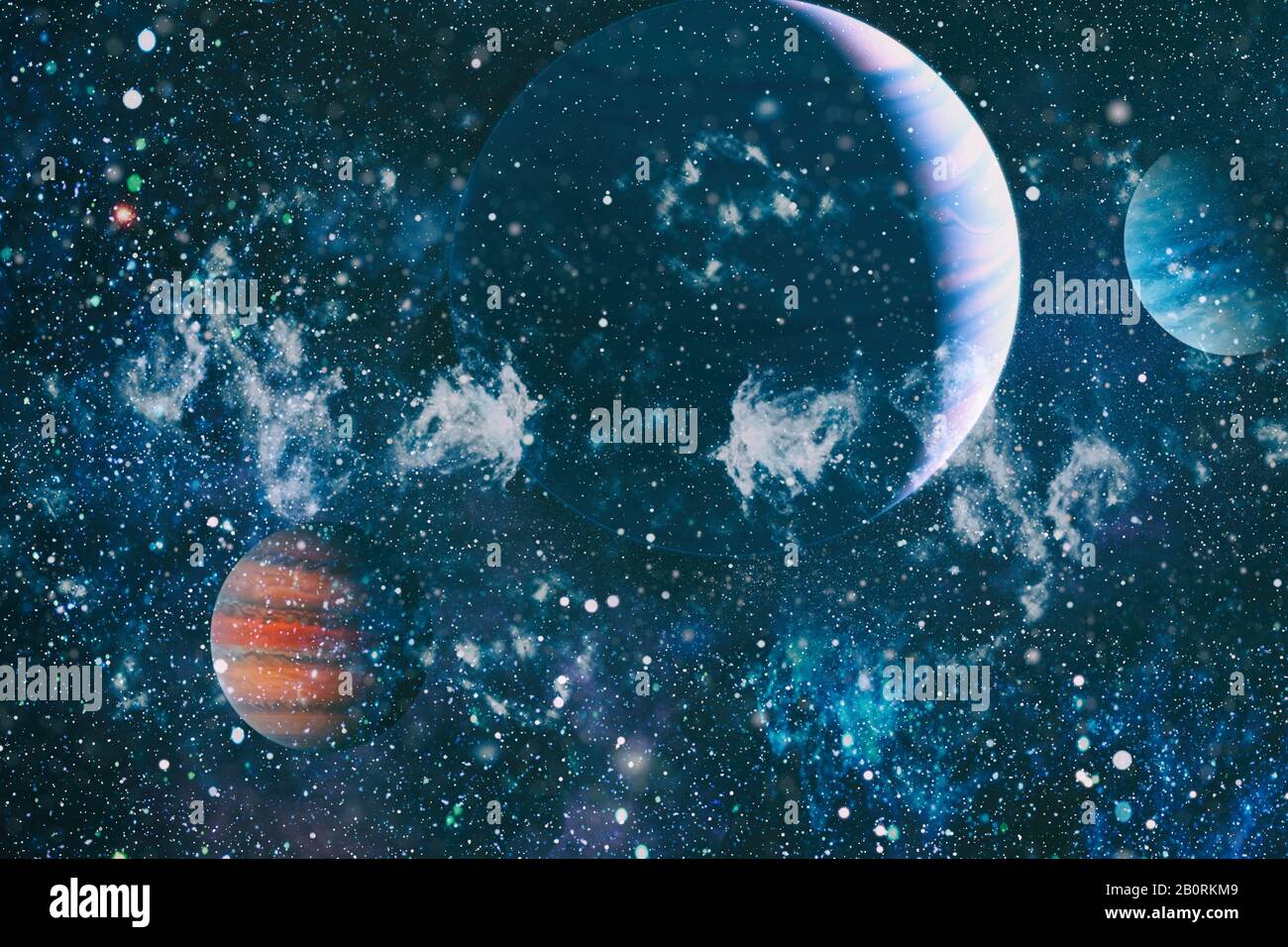 Giant glowing nebula. Space background with red nebula and stars ...