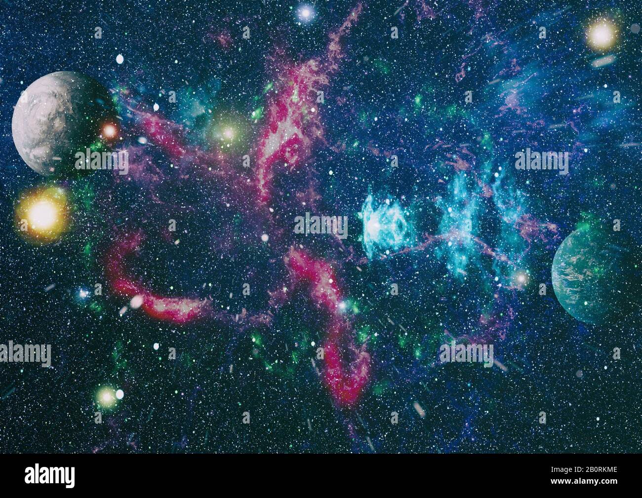 Giant glowing nebula. Space background with red nebula and stars ...