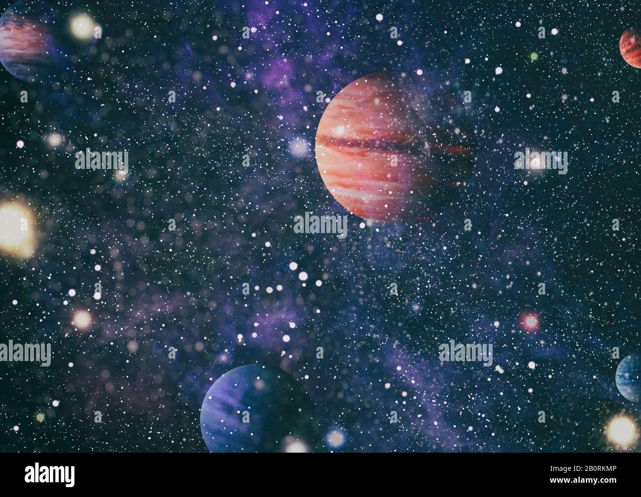 Giant glowing nebula. Space background with red nebula and stars ...