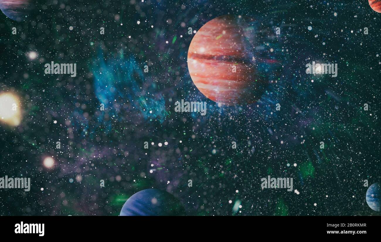 Giant glowing nebula. Space background with red nebula and stars ...