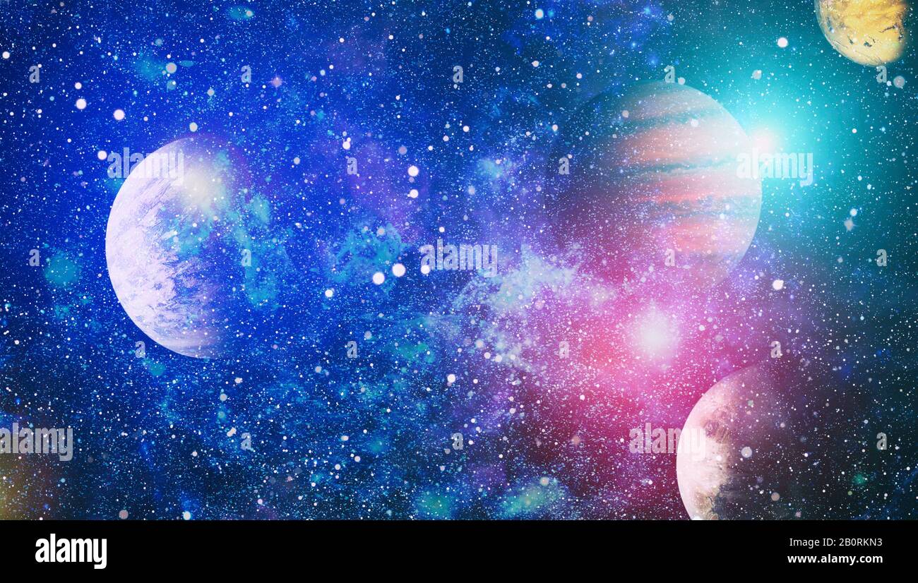 Giant glowing nebula. Space background with red nebula and stars ...