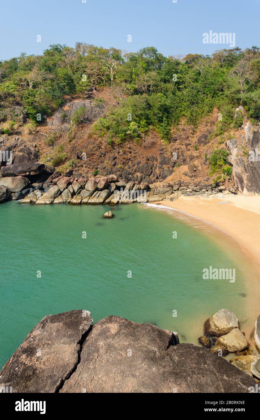 High angle view of the beautiful and clean Butterfly beach with clear ...