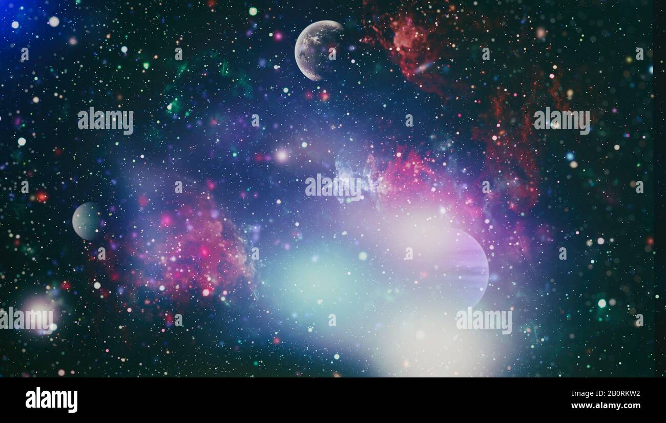 Giant glowing nebula. Space background with red nebula and stars ...