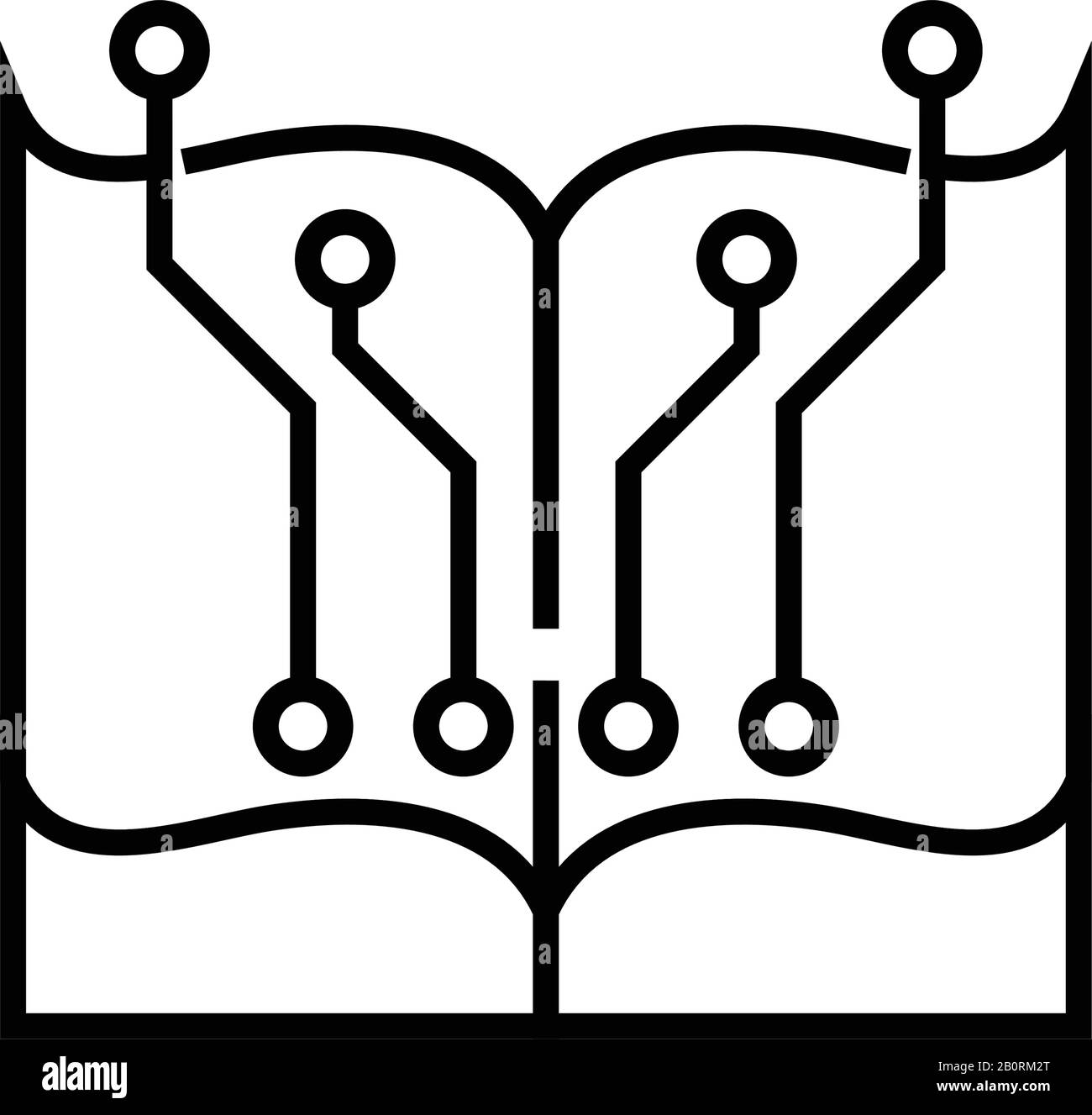 Book linking line icon, concept sign, outline vector illustration ...